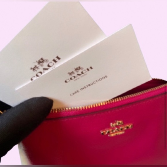 Coach | Bags | Coach Raspberry Pebble Leather Sherpa Rare Wristletnwt ...